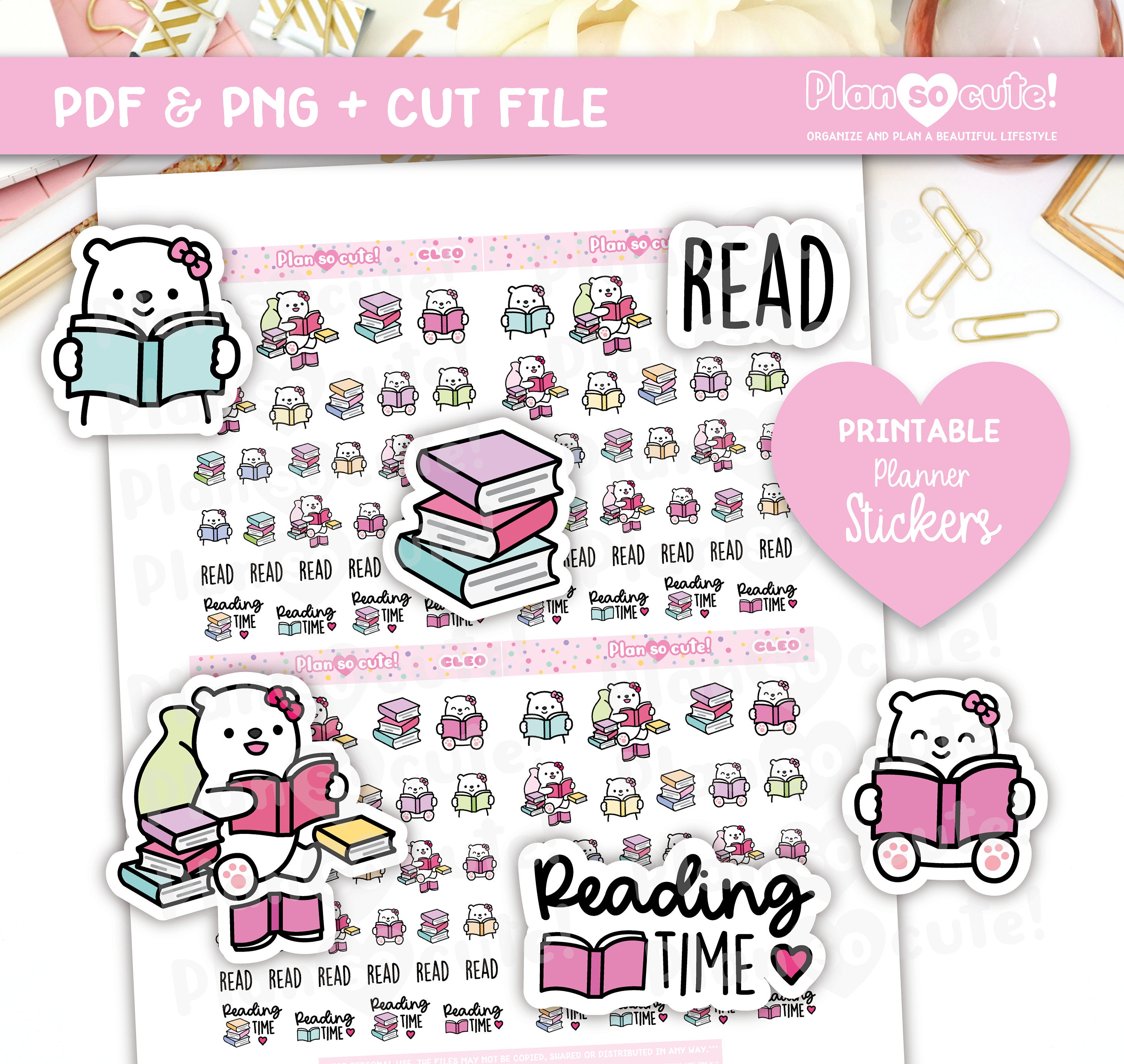 Reading Cleo Printable Stickers Read Stickers Printable - Etsy