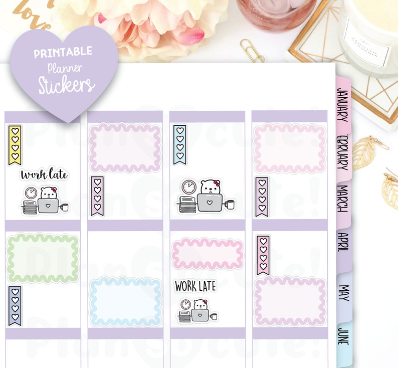 Work Late Printable Planner Stickers Work on Computer - Etsy