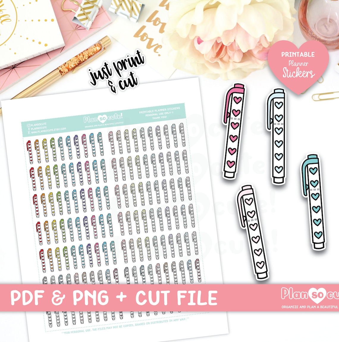 Doodle Highligther Check List Printable Planner Stickers | Etsy
