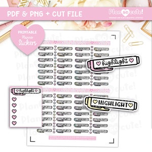 Highlight Printable Stickers, Printable Planner Stickers, Personal Use ...