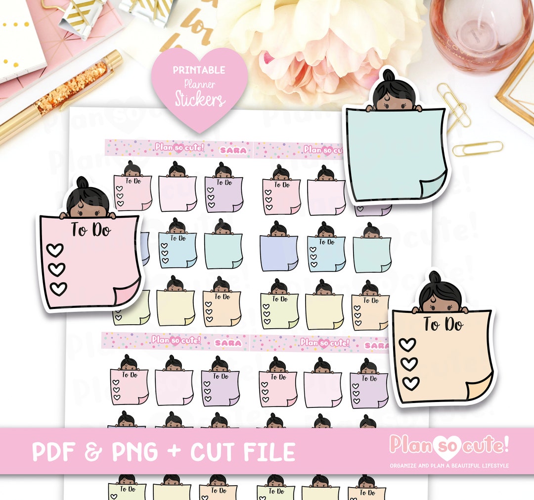 Sara to Do List, to Do, Printable Stickers, Dark Skin Girl, Printable ...