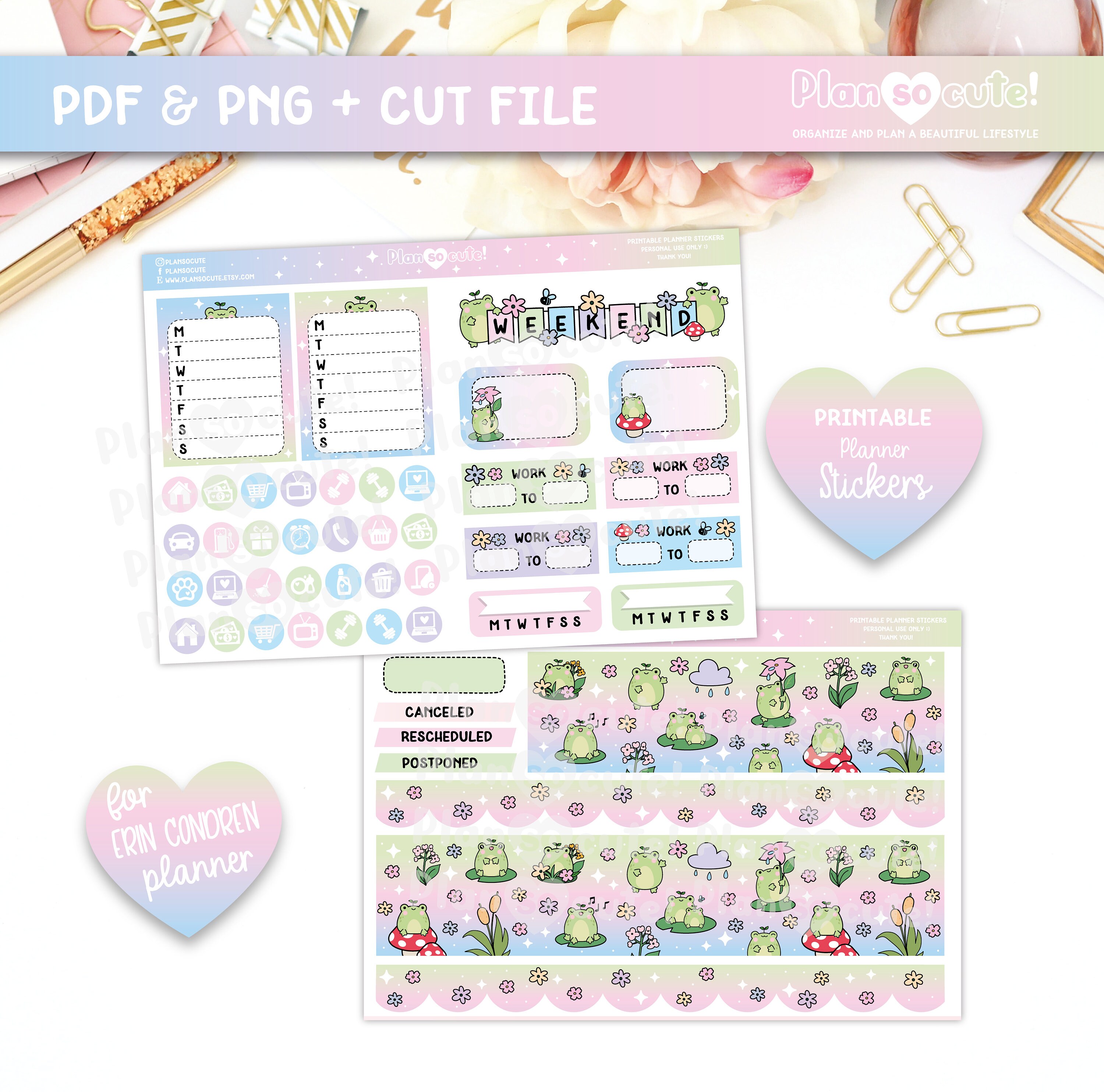Sapi Kit Printable Planner Stickers Frog Printable Stickers - Etsy