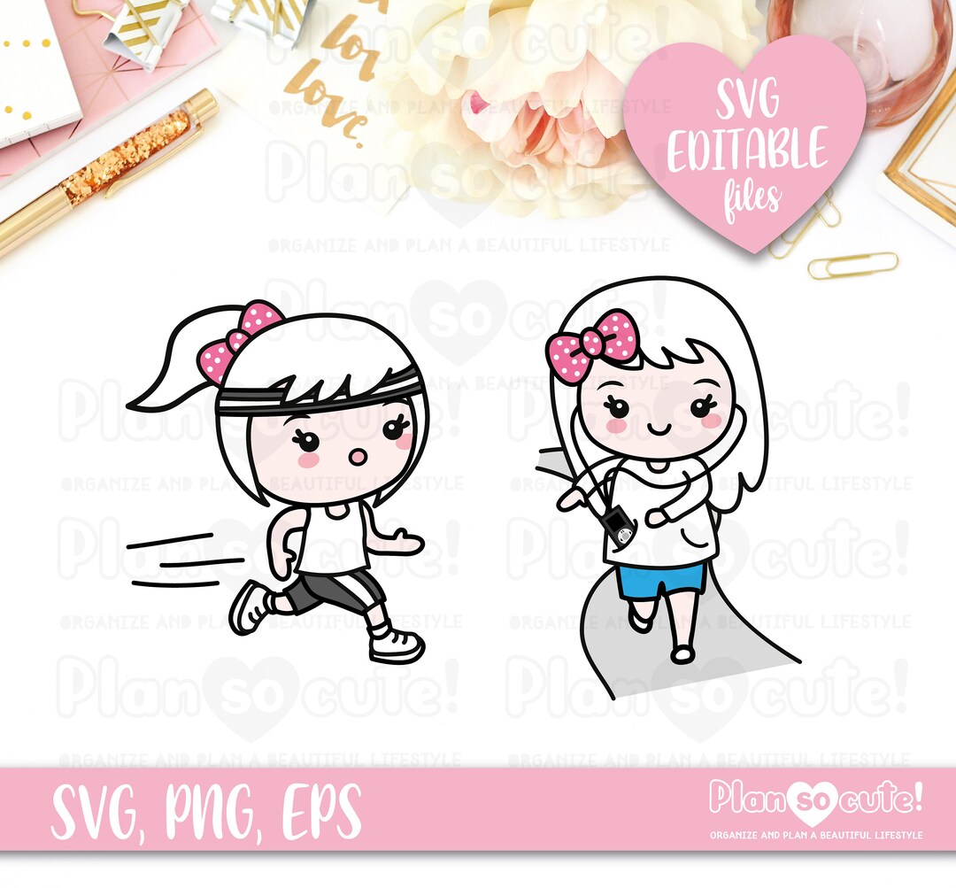 Running, Chibi Runner, Editable Files, SVG, EPS, PNG, Commercial Use - Etsy