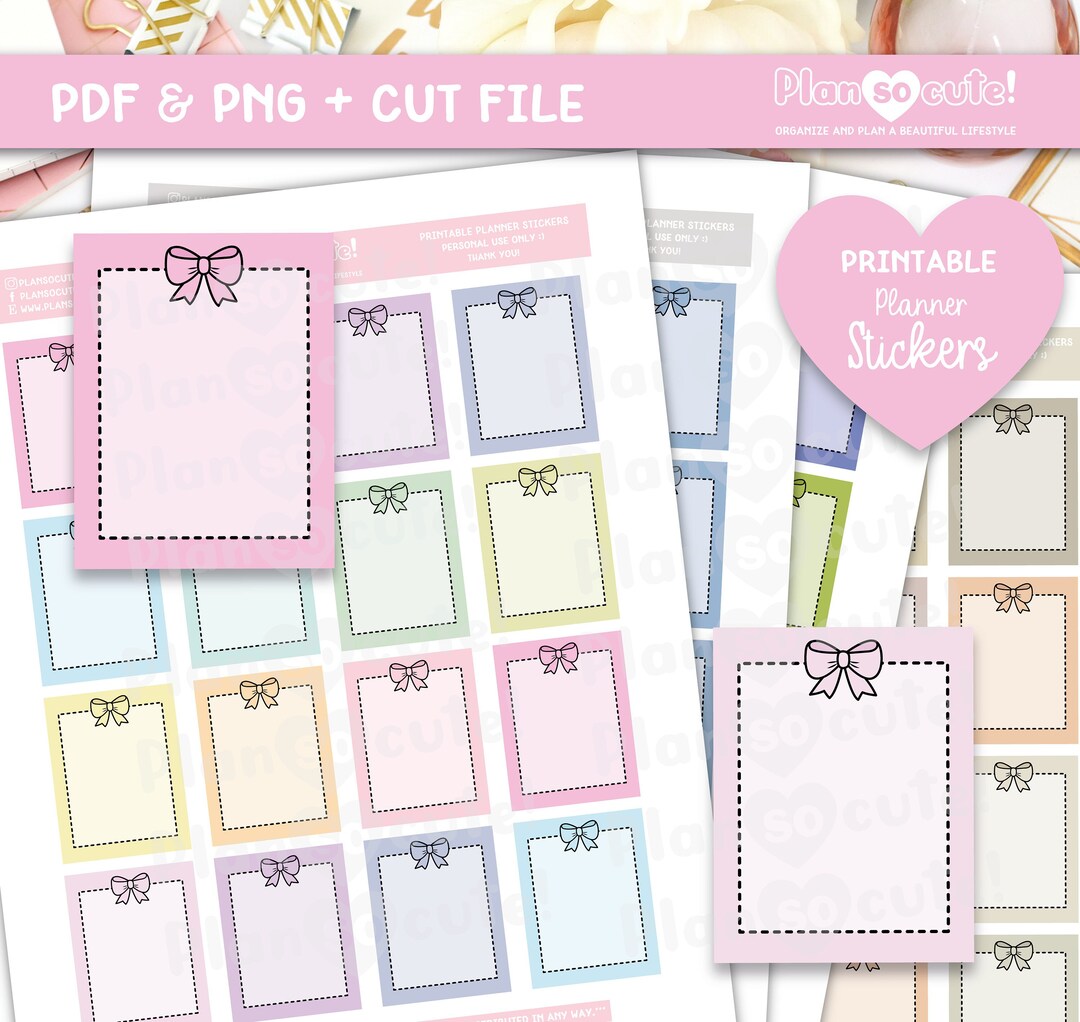 Full Box Bow Printable Planner Stickers, Functional Stickers - Etsy