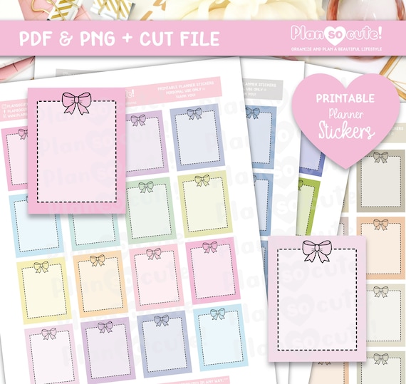 Full Box Bow Printable Planner Stickers Functional Stickers - Etsy