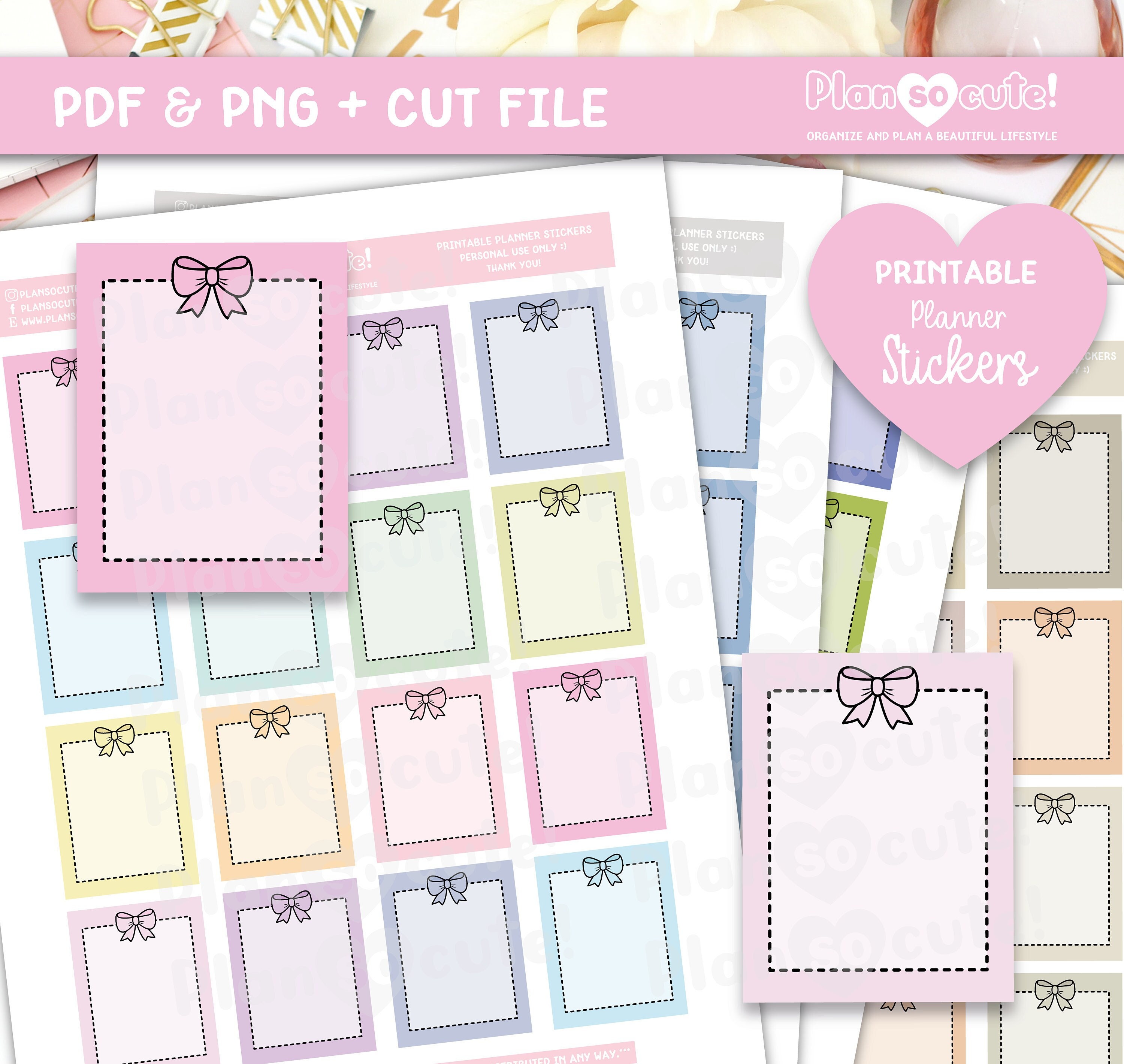 Full Box Bow Printable Planner Stickers Functional Stickers - Etsy