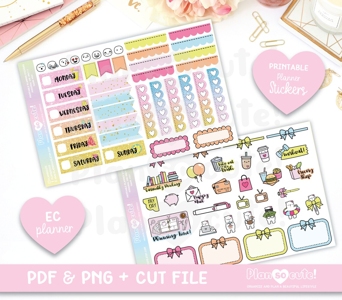 Hello Summer Printable Weekly Kit Printable Planner Stickers | Etsy