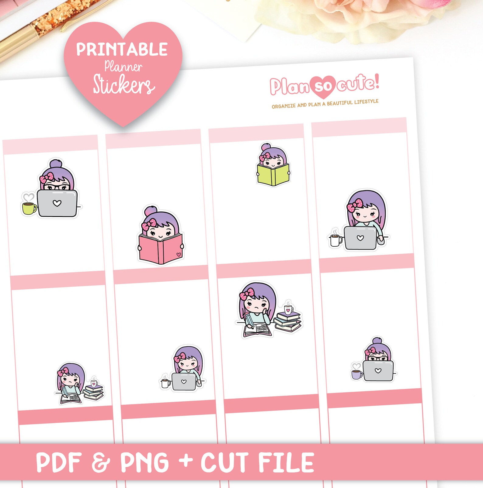 Homework Work Reading Printable Planner Stickers Amich - Etsy