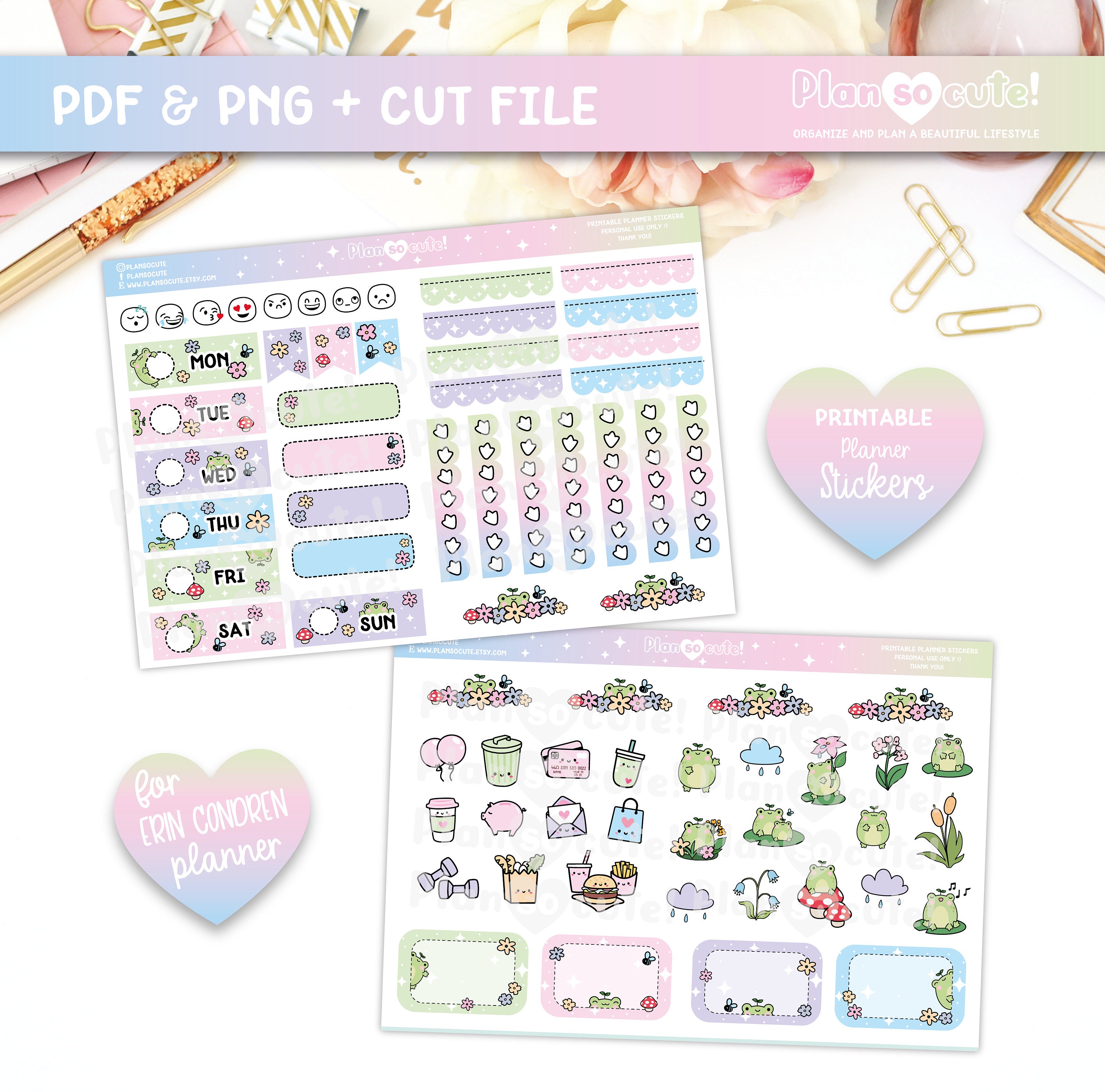 Sapi Kit Printable Planner Stickers Frog Printable Stickers - Etsy