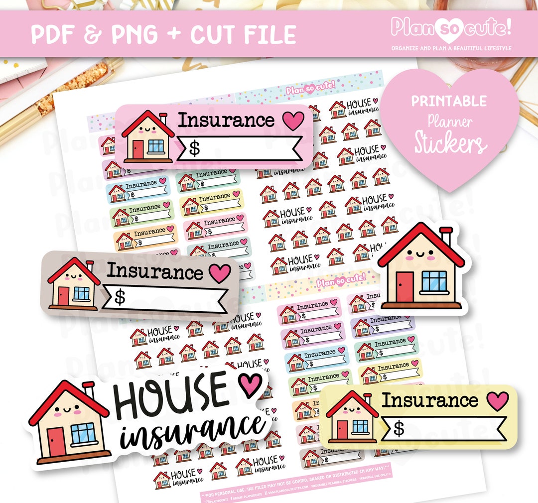 House Insurance Bill Printable Planner Stickers, House Stickers ...