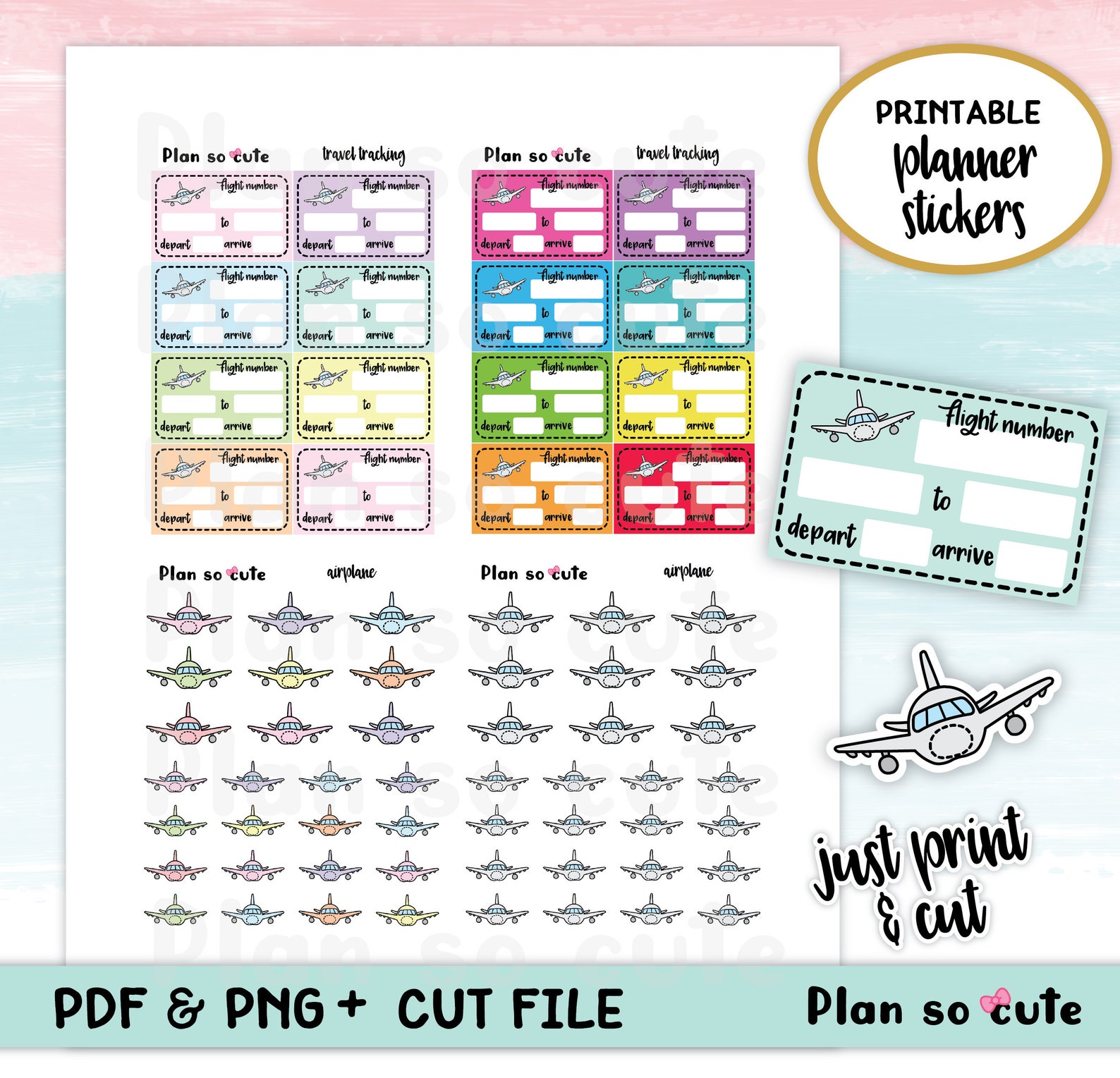 Travel Tracking Flight Stickers Printable Planner Stickers. - Etsy