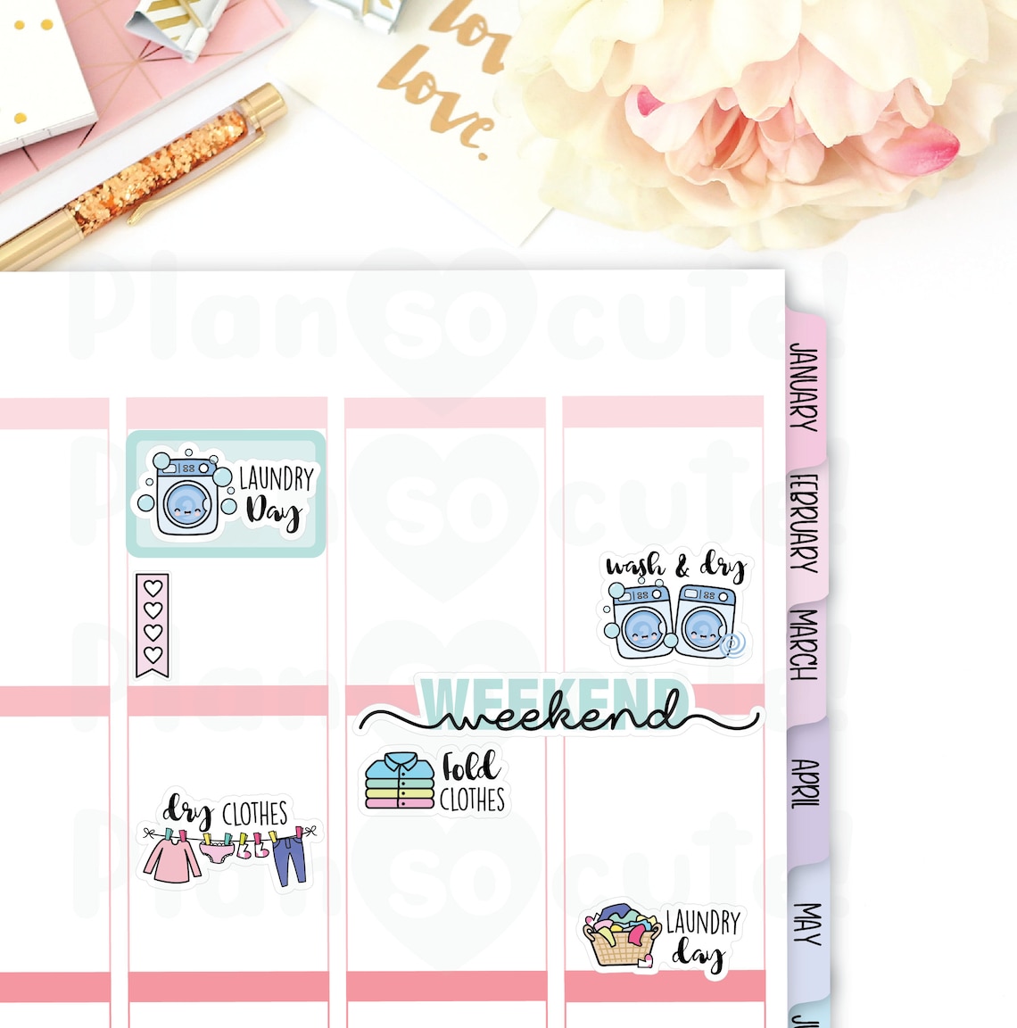Laundry Time, Laundry Day, Printable Planner Stickers, Erin Condren ...