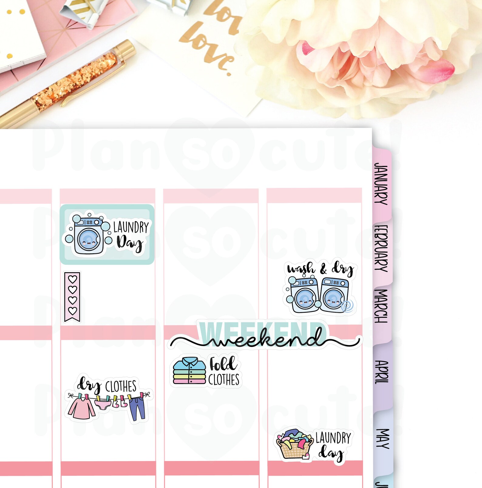 Laundry Time, Laundry Day, Printable Planner Stickers, Erin Condren ...