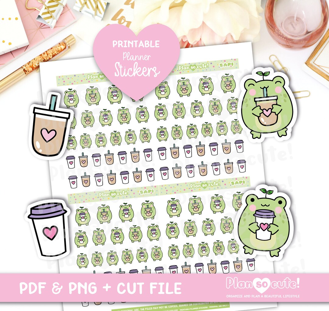 Sapi the Frog, Cute Frog Stickers, Coffee Time, Printable Planner ...