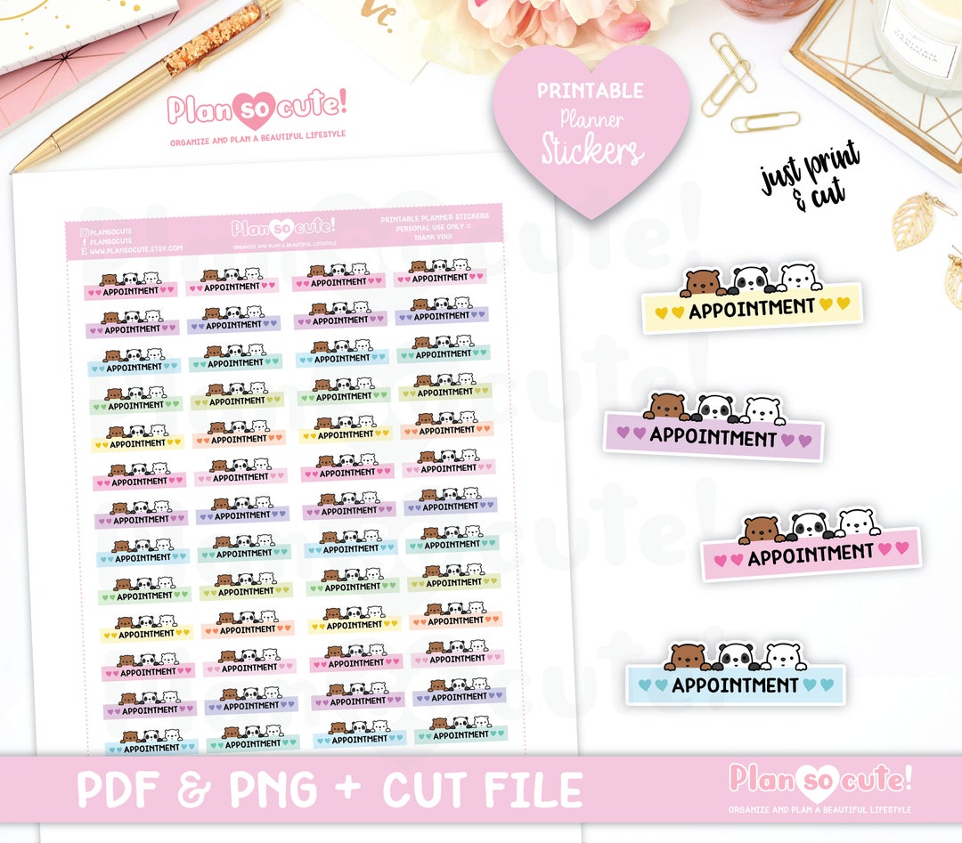 Appointment Headers, Peeking Bears, Printable Planner Stickers, Cricut ...