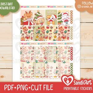 Kawaii Christmas Printable Planner Stickers, Erin Condren Christmas ...
