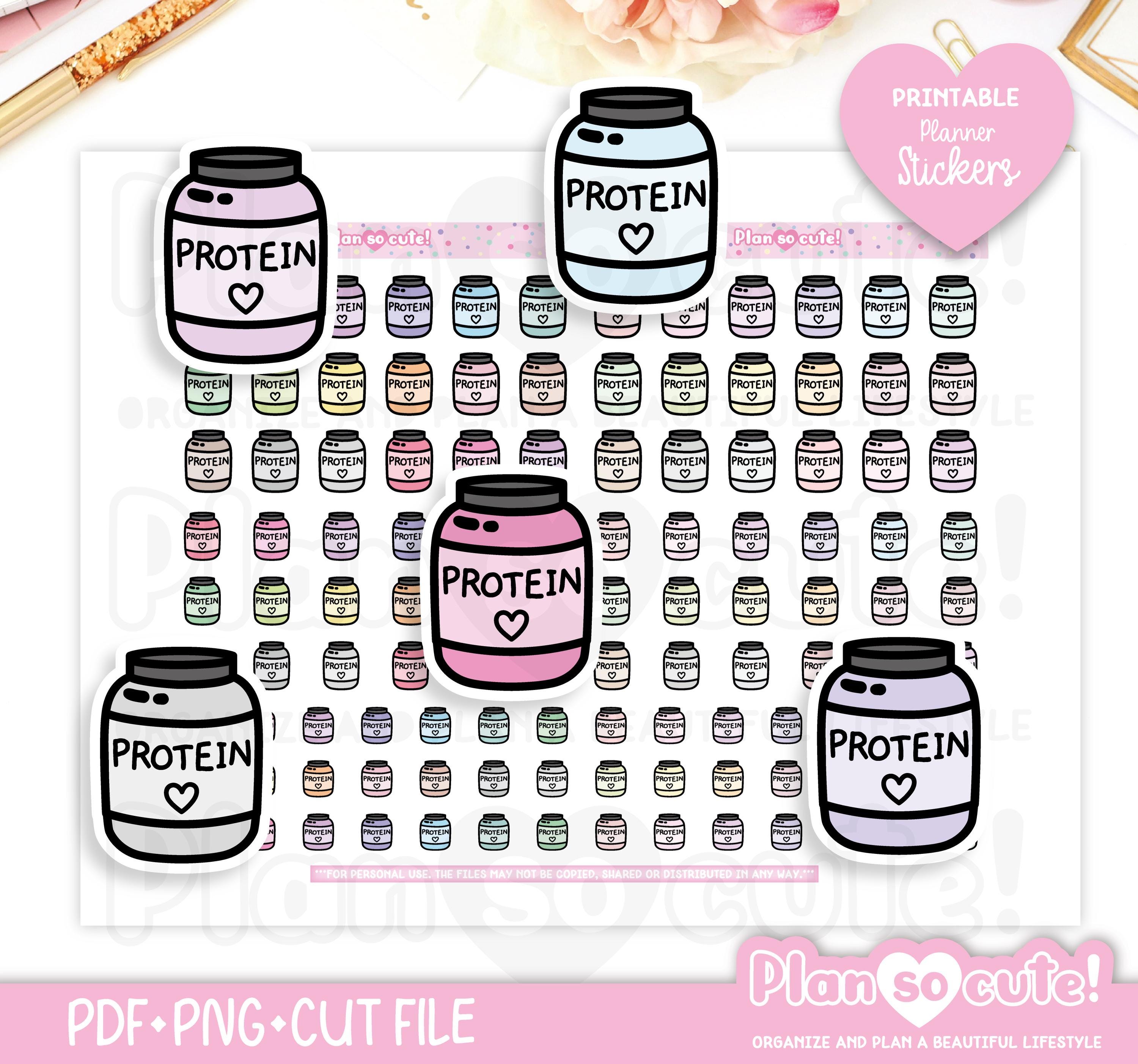 Protein Stickers, Printable Planner Stickers, Bullet Journal Stickers ...