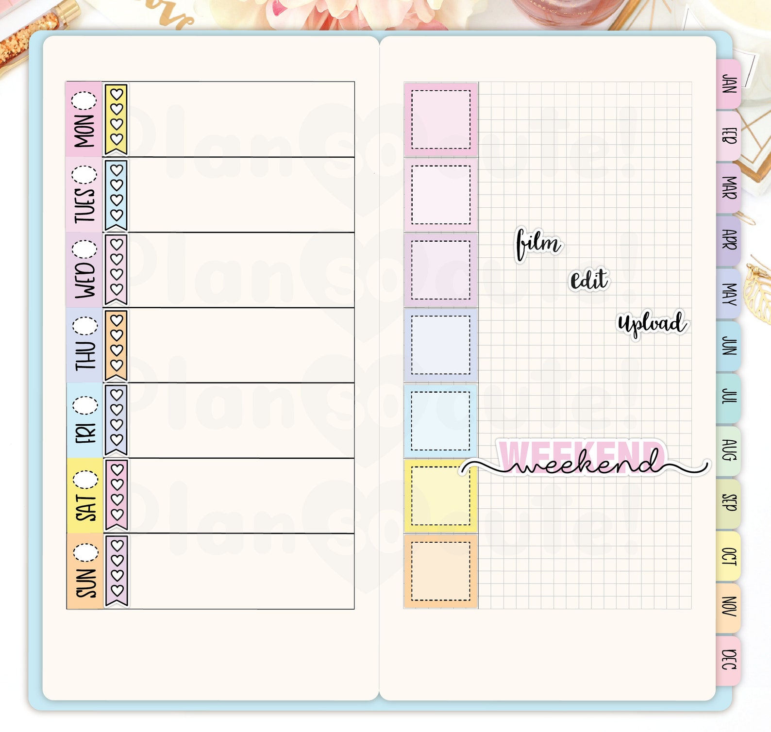 Film, Edit, Upload, Script Words, Printable Planner Stickers, Script - Etsy
