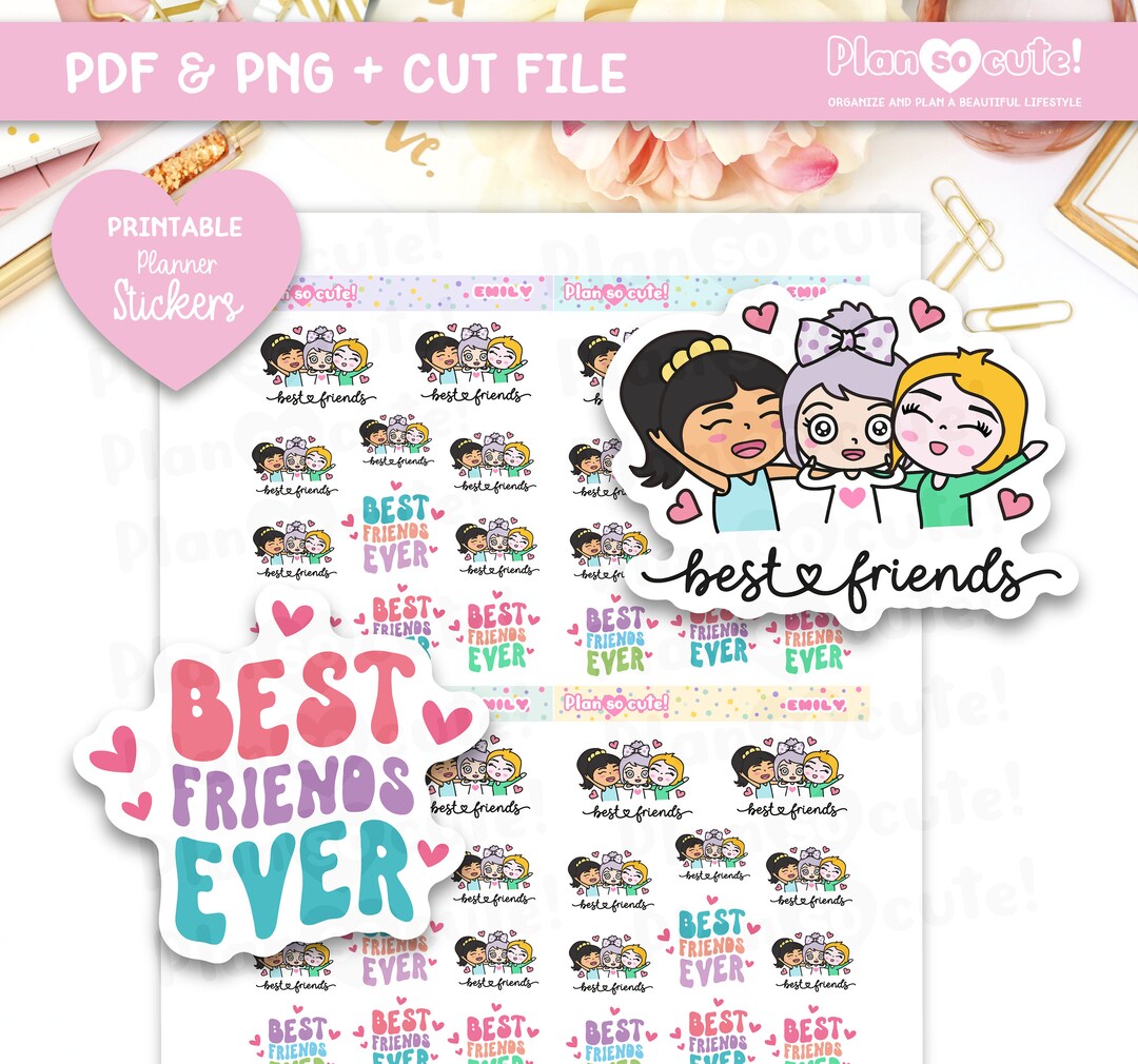 Emily Best Friends, Printable Planner Stickers, Light Skin, Best ...