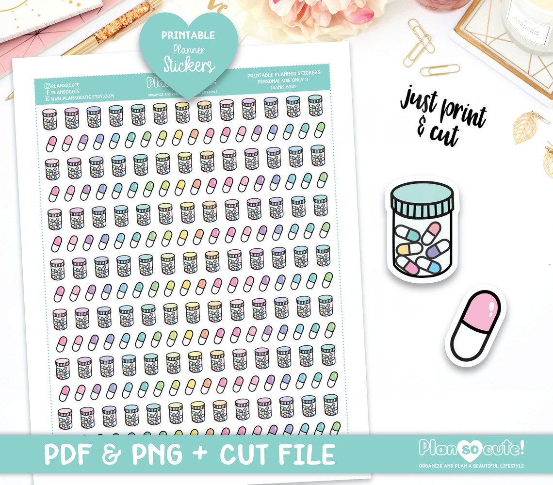 Doodle Pills Take Medicine Printable Planner Stickers Cricut - Etsy