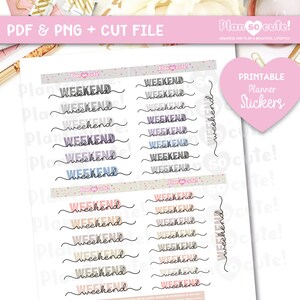WEEKEND Script, Printable Planner Stickers, Script Stickers - Etsy