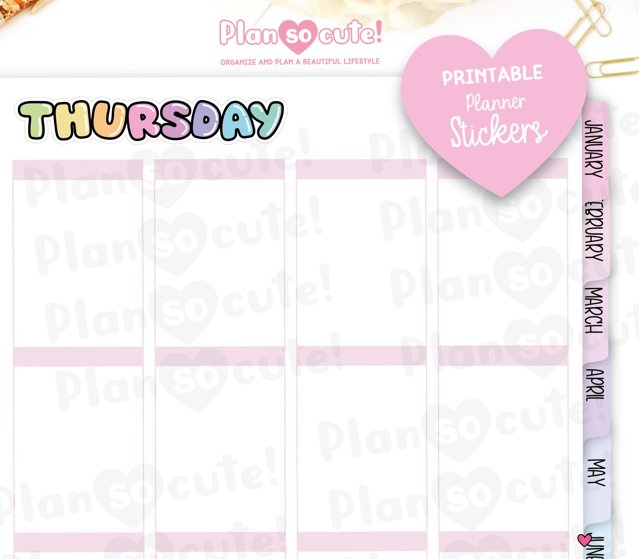 Big Fluffy Days of the Week Script, Printable Planner Stickers - Etsy