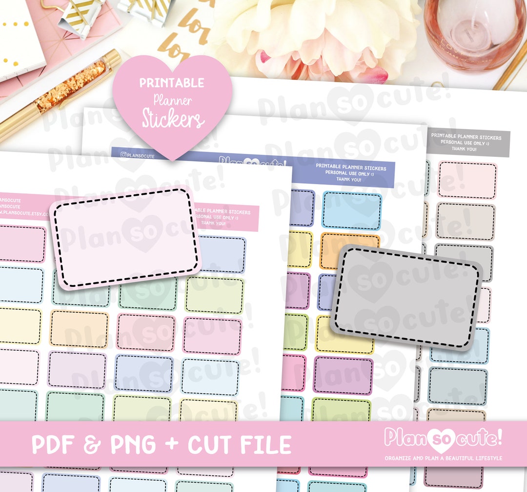 Stitched Half Box, Printable Planner Stickers - Etsy