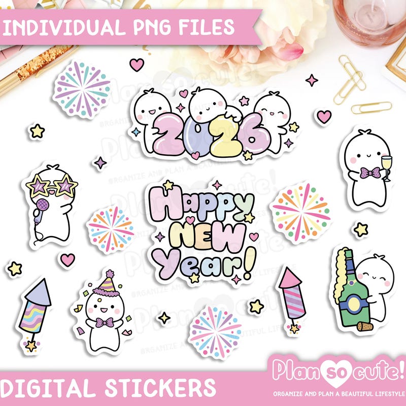 New Years Clipart 2026 - Etsy