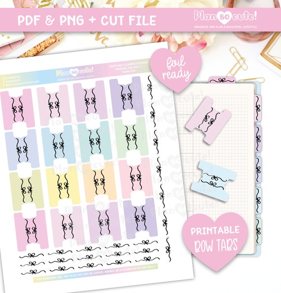 Doodle Bow Tabs and Dividers Foil Ready Printable Planner - Etsy