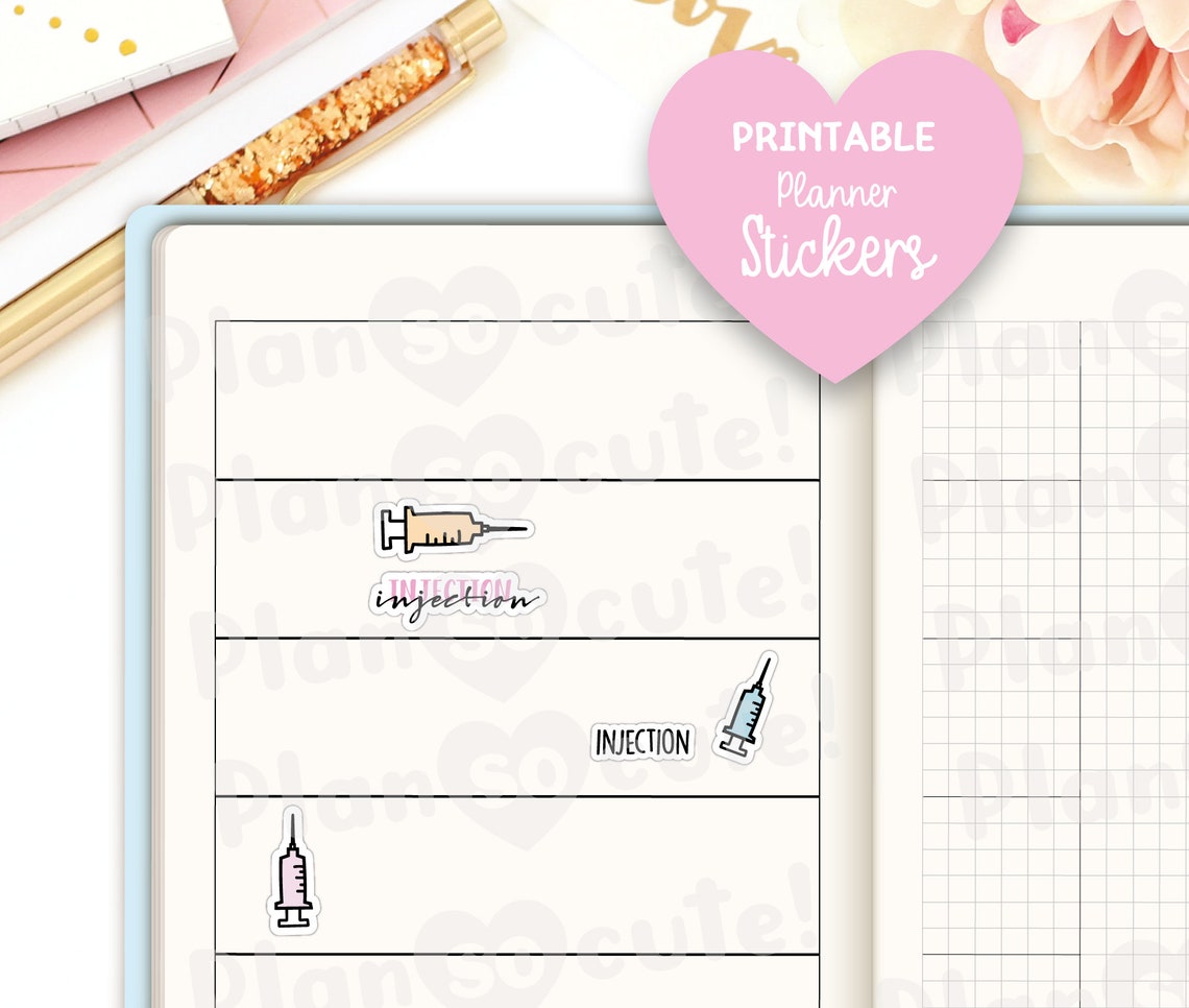 Injection Printable Planner Stickers Cricut and Silhouette | Etsy