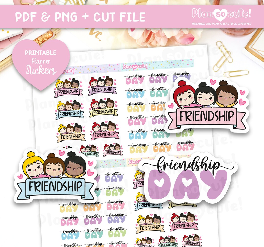 Friendship Day, Chibi Girls, Printable Planner Stickers, Best Friends ...