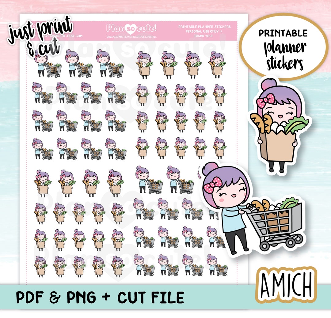 Grocery Printable, Printable Planner Stickers, Cricut and Silhouette ...