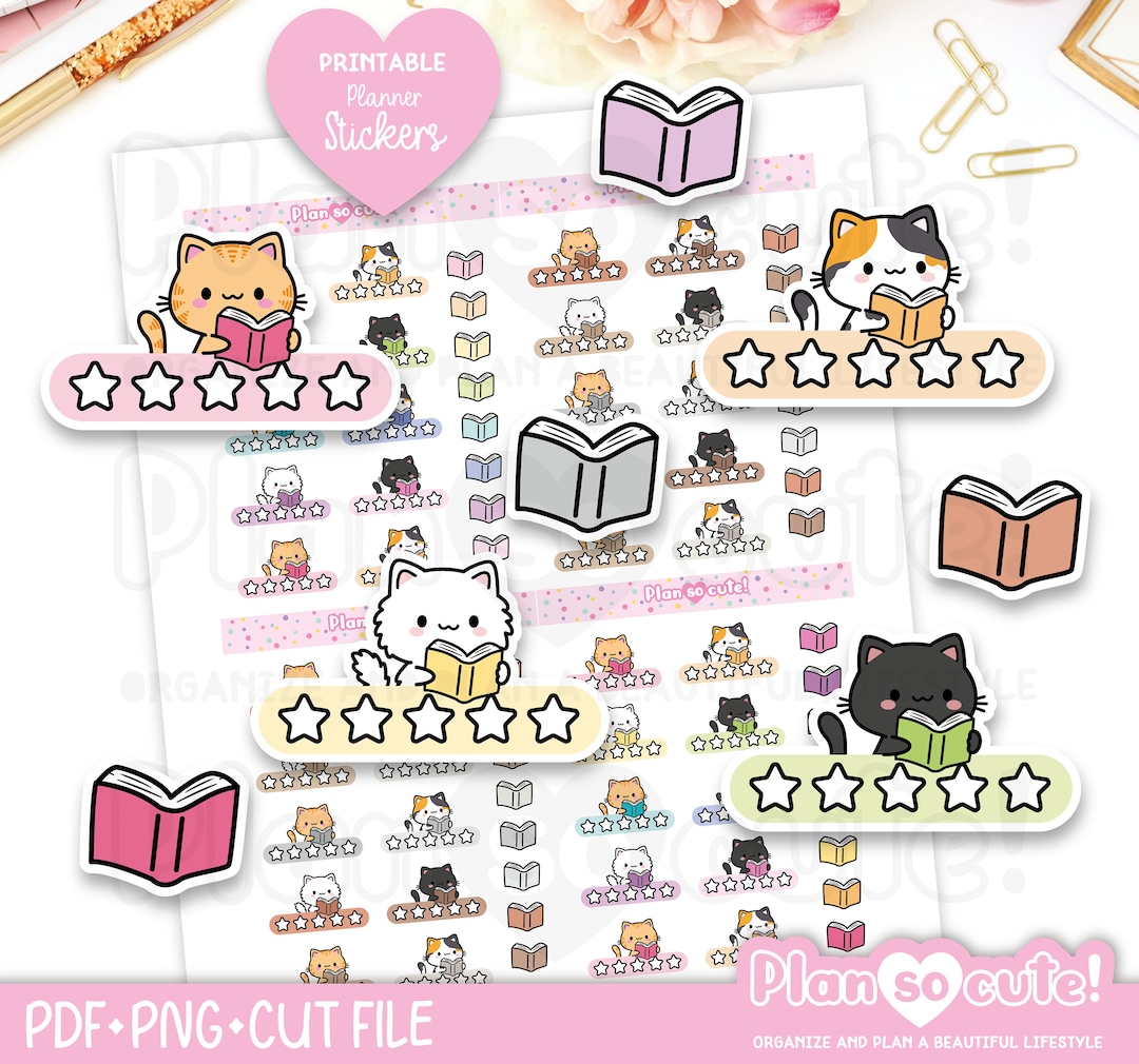 Rating Cats Stickers, Printable Planner Stickers, Bullet Journal ...