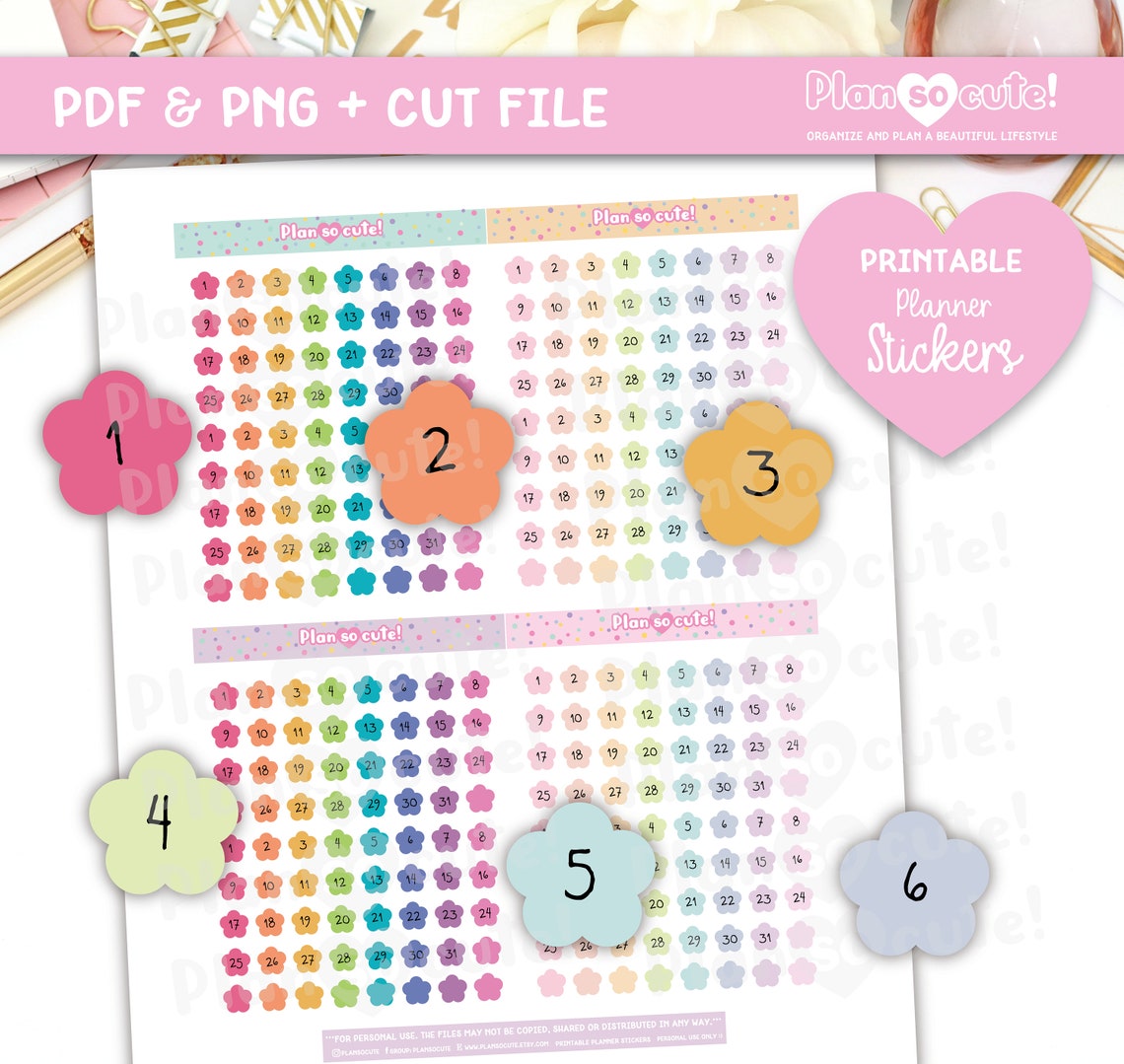 Printable Numbers Dates Printable Planner Stickers Personal - Etsy