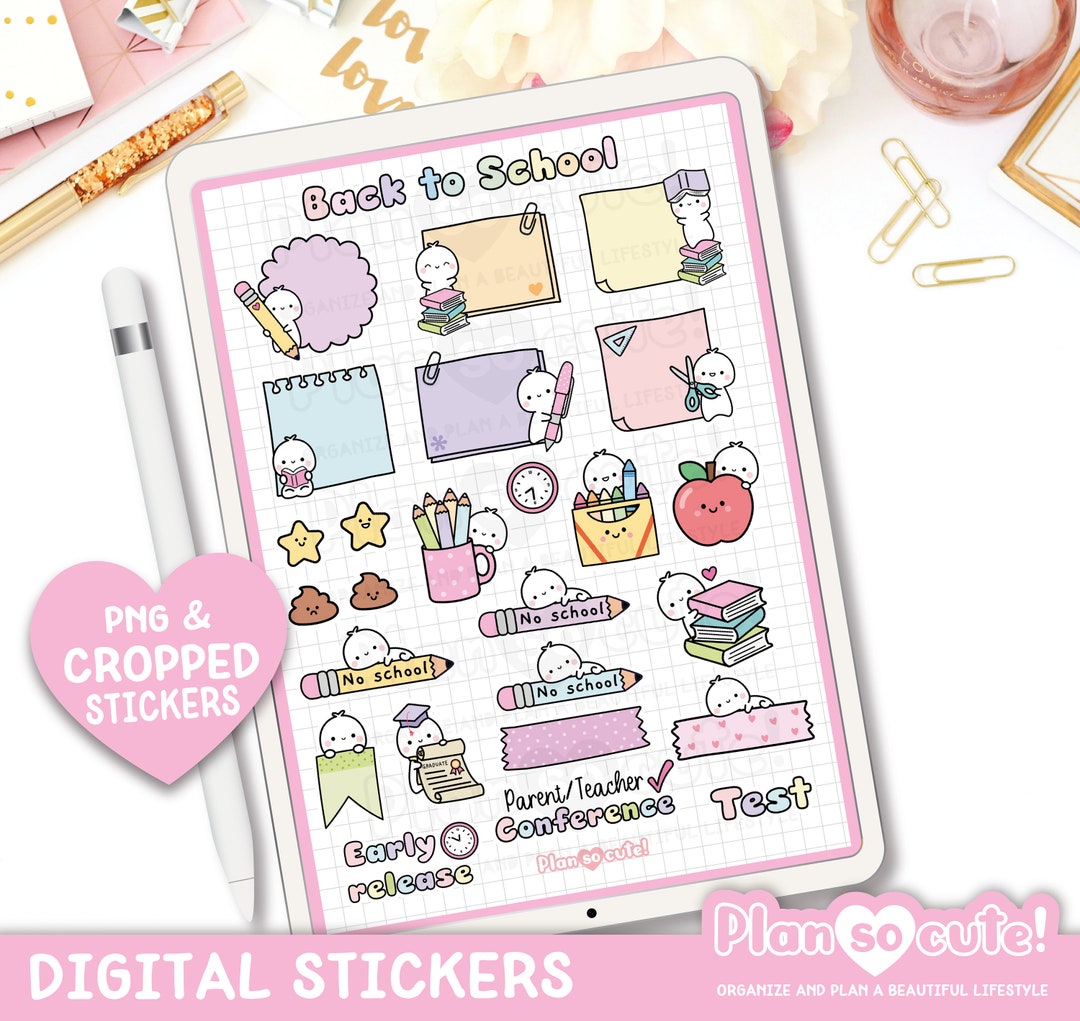 Back to School, Digital Stickers, Goodnotes Stickers, Kawaii, Pre ...
