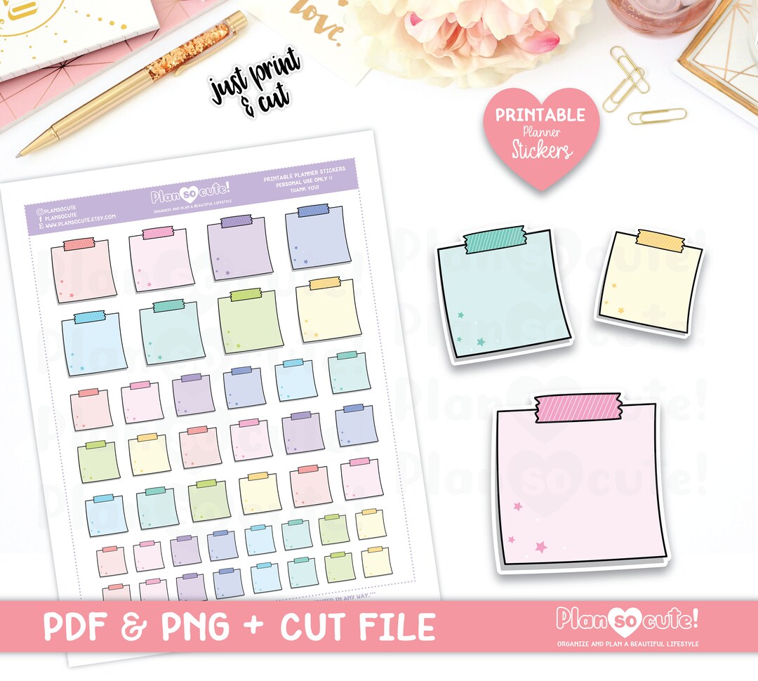Doodle Stickie Notes, Printable Planner Stickers, Doodle Stickers ...