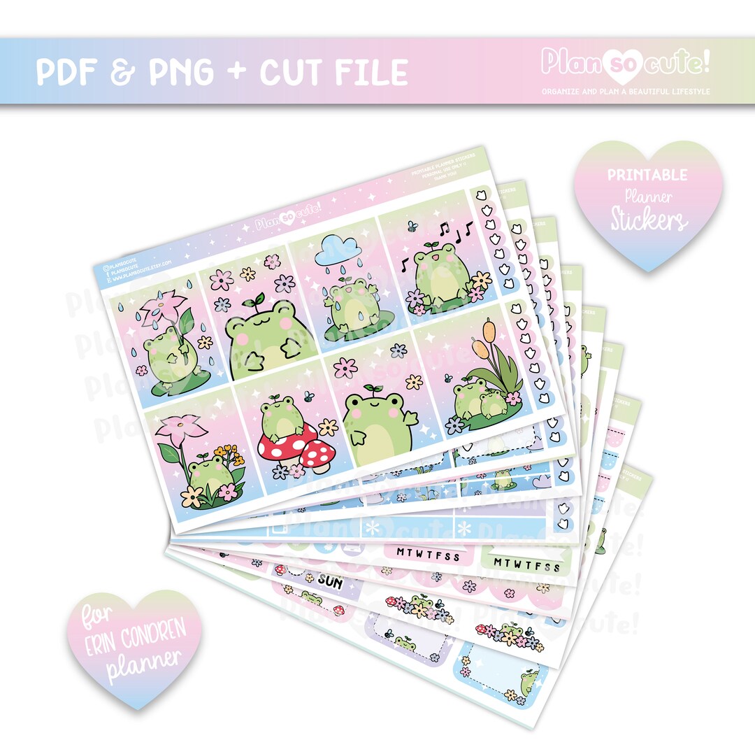 Sapi Kit Printable Planner Stickers, Frog Printable Stickers - Etsy