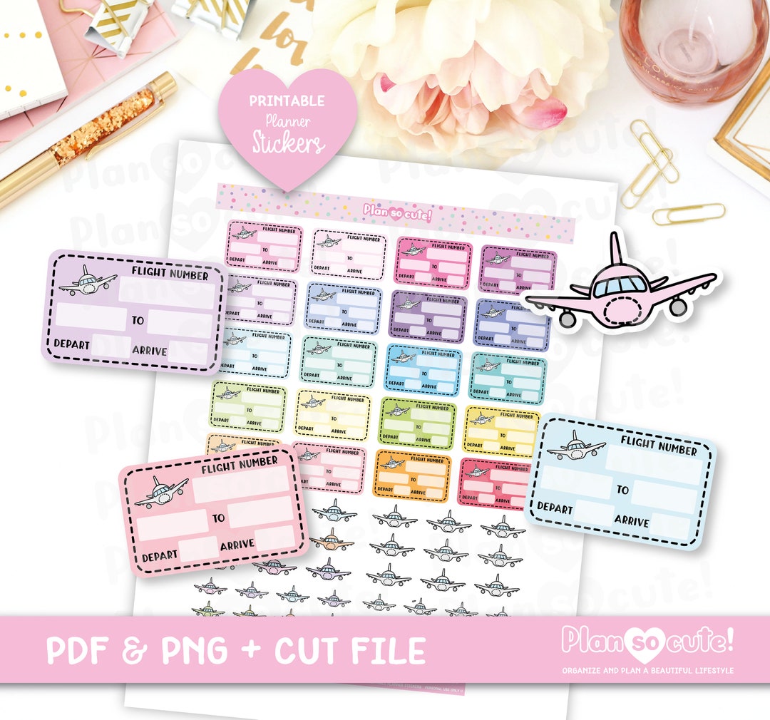 Travel Tracking, Flight Stickers, Printable Planner Stickers, Fits E ...