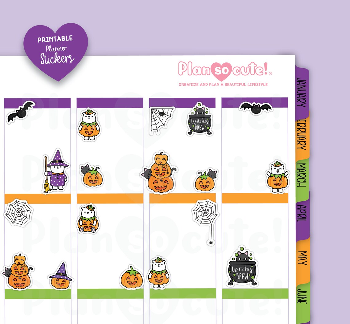 Halloween Printable Planner Stickers Witches Brew Witch | Etsy