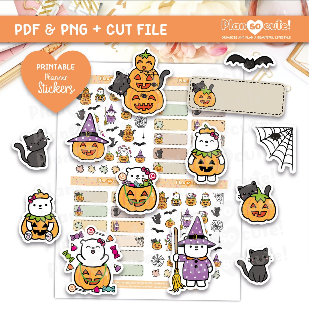 Halloween Printable Planner Stickers, Witch, Pumpkin, October Stickers ...