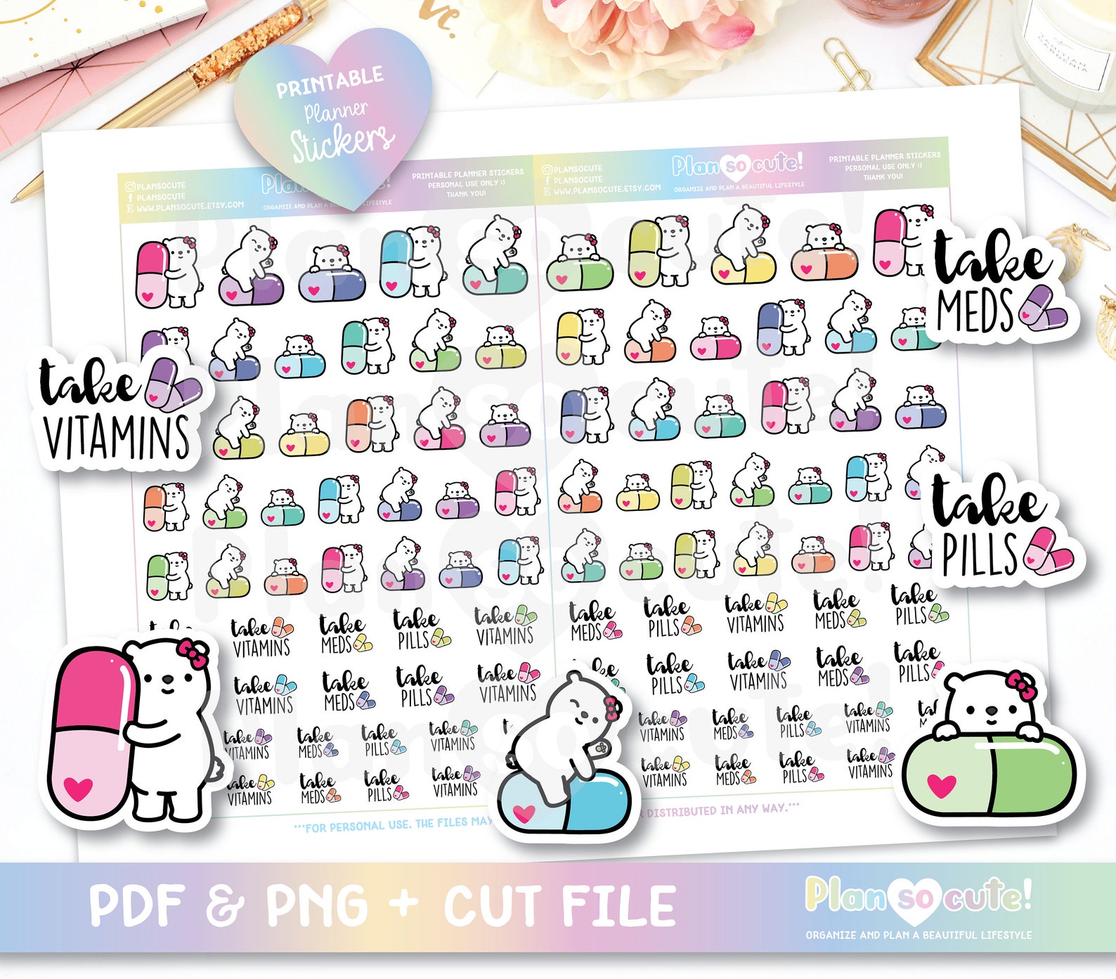 Take Medicine Take Pills Printable Planner Stickers Cricut - Etsy
