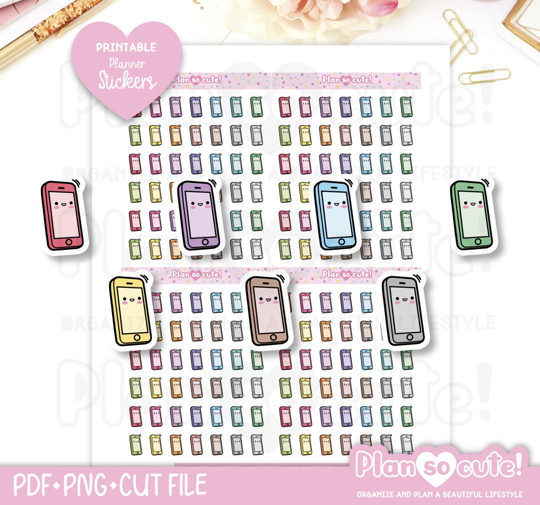Cell Phone Stickers, Kawaii Stickers, Printable Planner Stickers ...