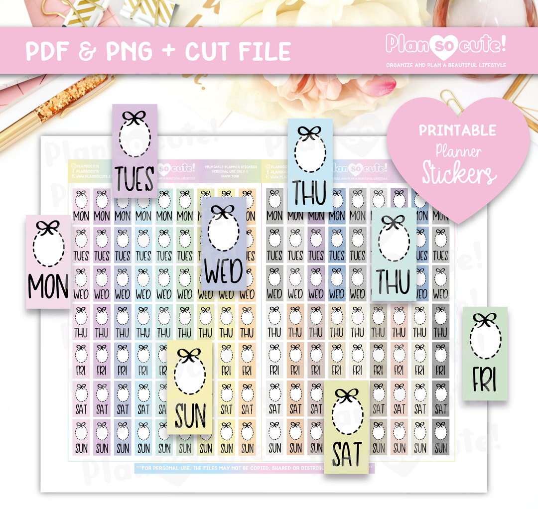 Bow Vertical Strip Printable Planner Stickers, Functional Stickers - Etsy