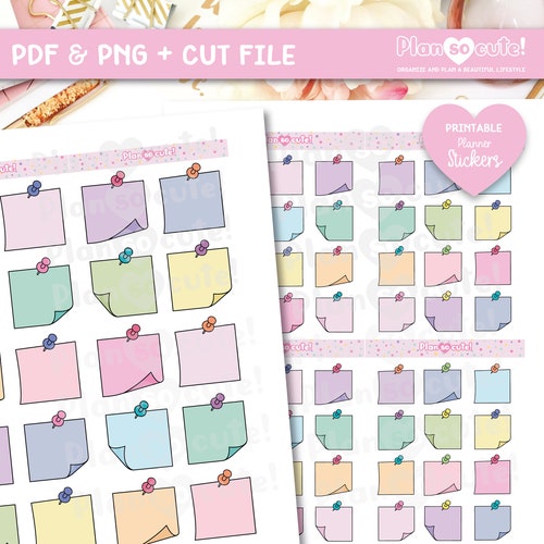 Pin Sticky Notes Printable Planner Stickers Note Stickers - Etsy