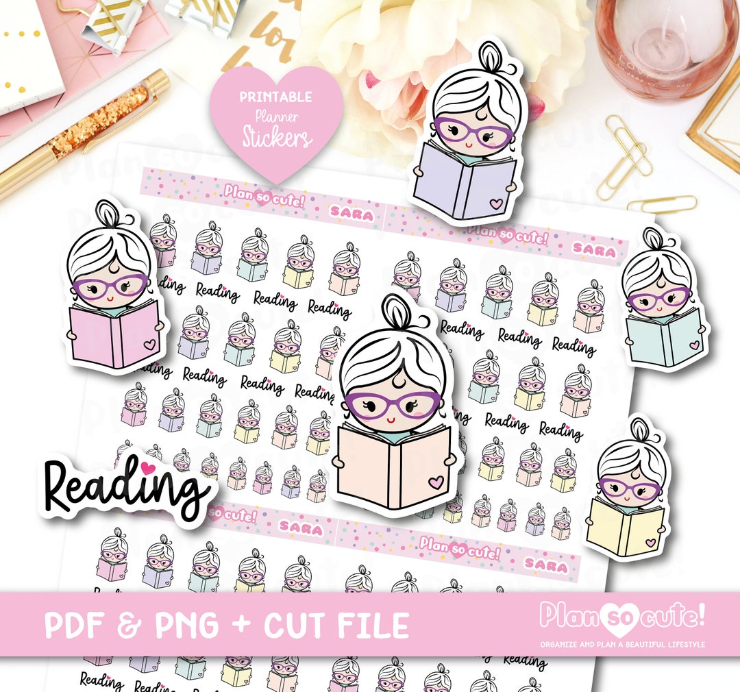 Sara Reading, Reading, Printable Stickers, Printable Planner Stickers ...