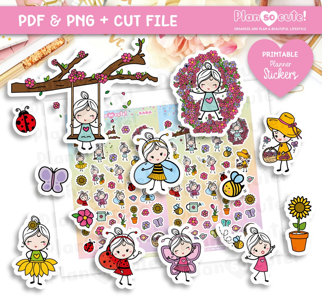 Sara Hello Spring Printable Stickers Printable Planner Stickers ...