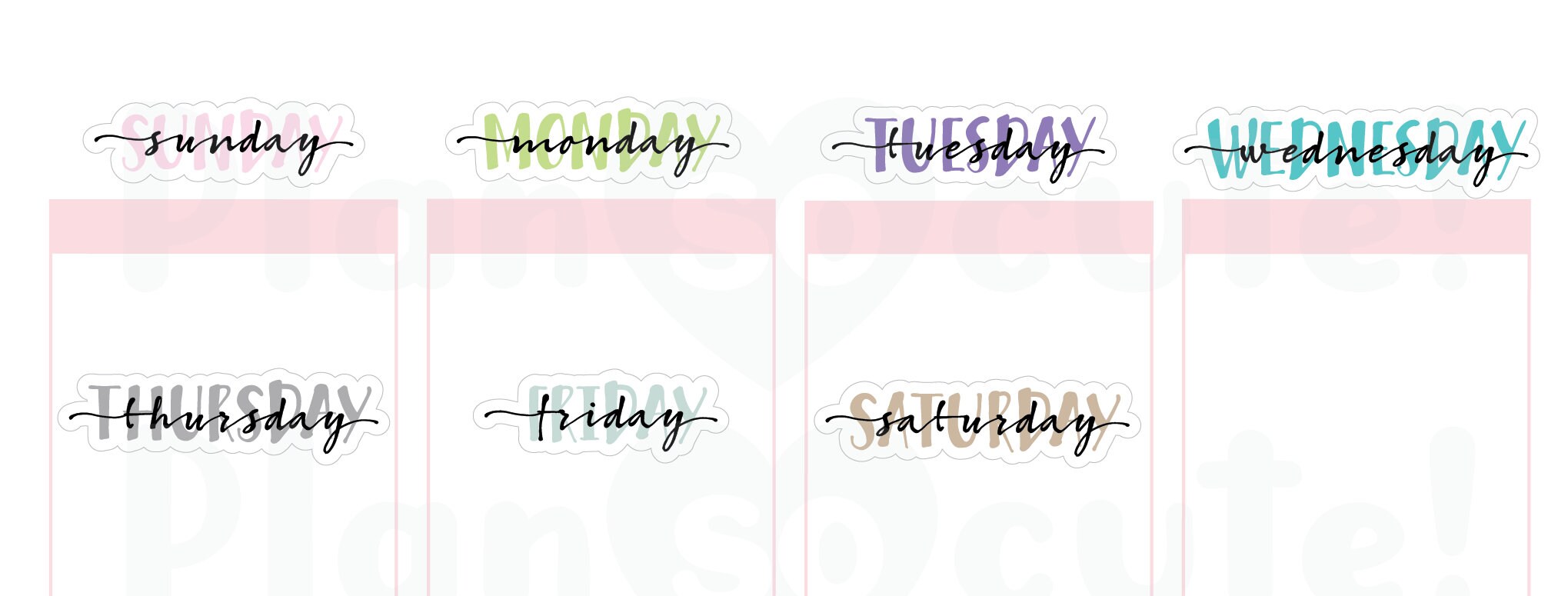 Days of the Week Script Printable Planner Stickers Cricut - Etsy UK