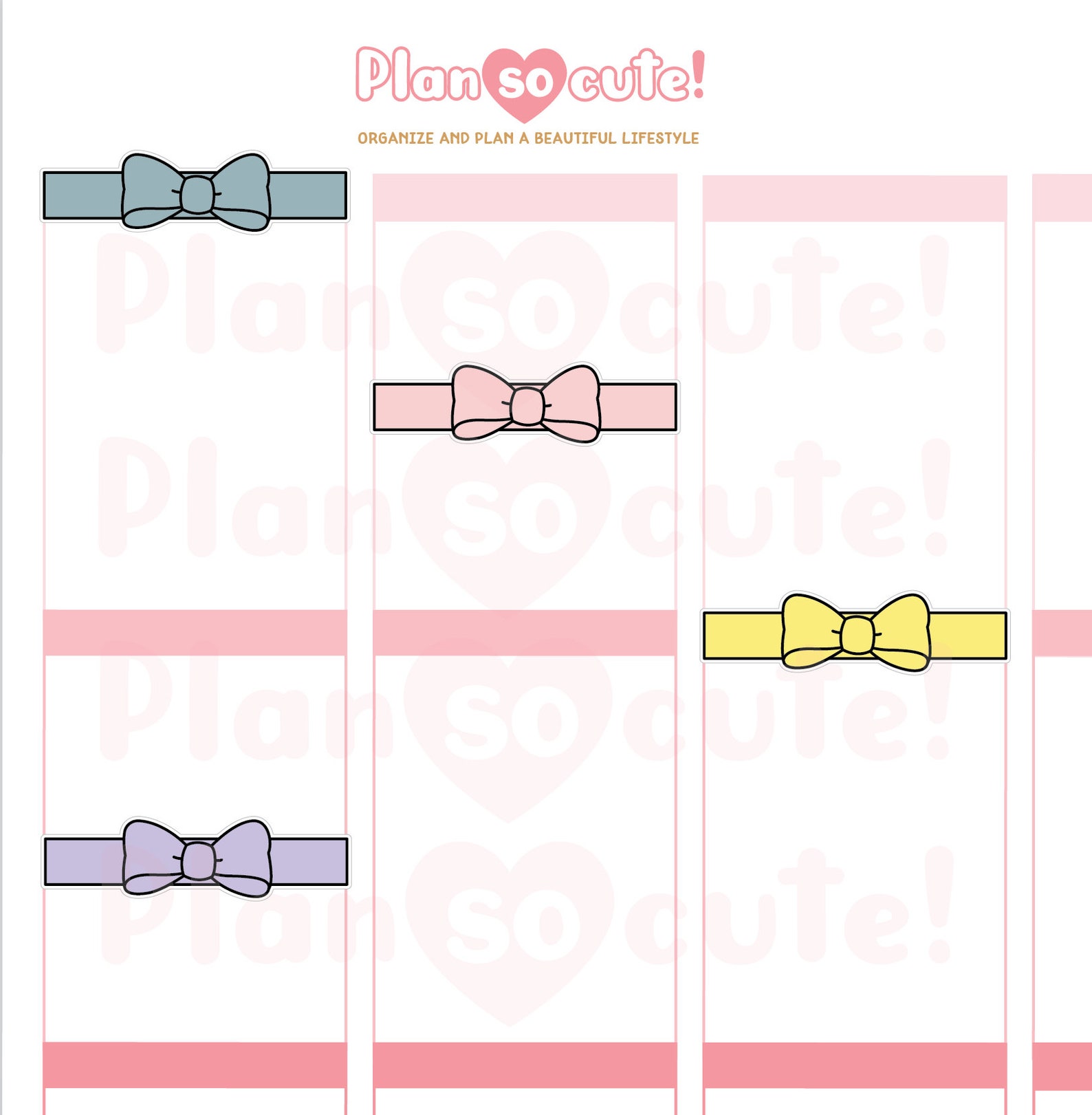 Doodle Bow Headers Bow Dividers Printable Planner Stickers - Etsy