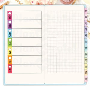 Day of Week Vertical Strip, Printable Planner Stickers, Hobonichi Weeks ...