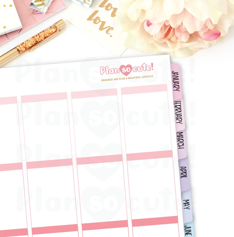 Monthly Tabs Printable Planner Stickers Bullet Journal - Etsy